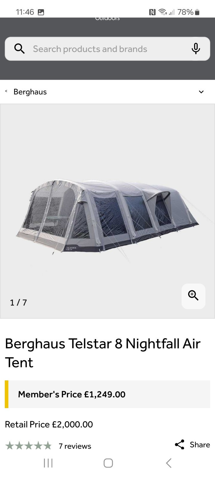 Berghaus Telstar 8 Man Air Tent